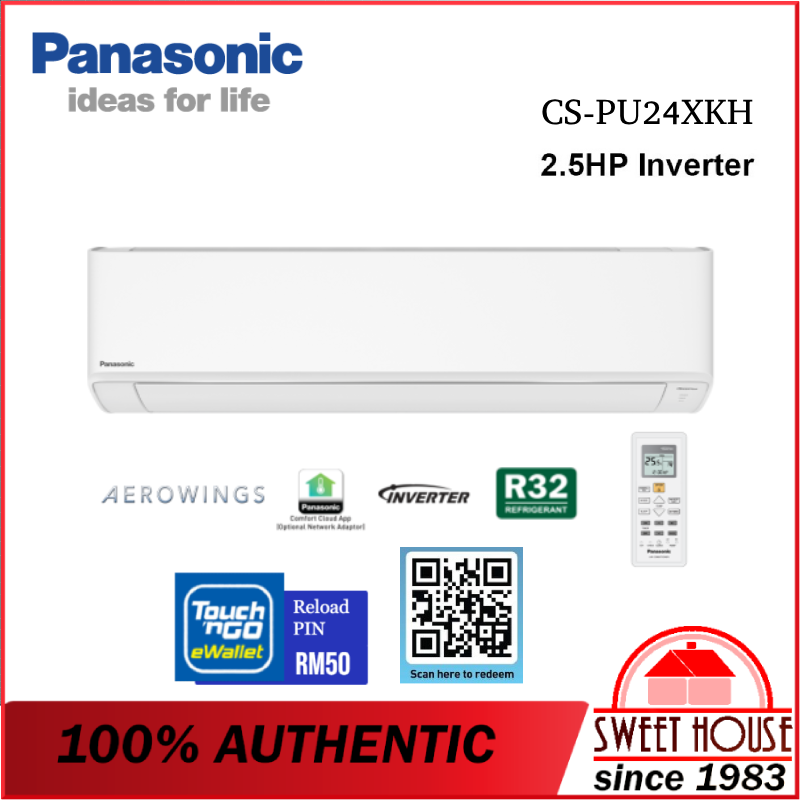 PANASONIC 2.5HP PU24AKH R32 STANDARD INVERTER AERO PU SERIES CS-PU24AKH ...