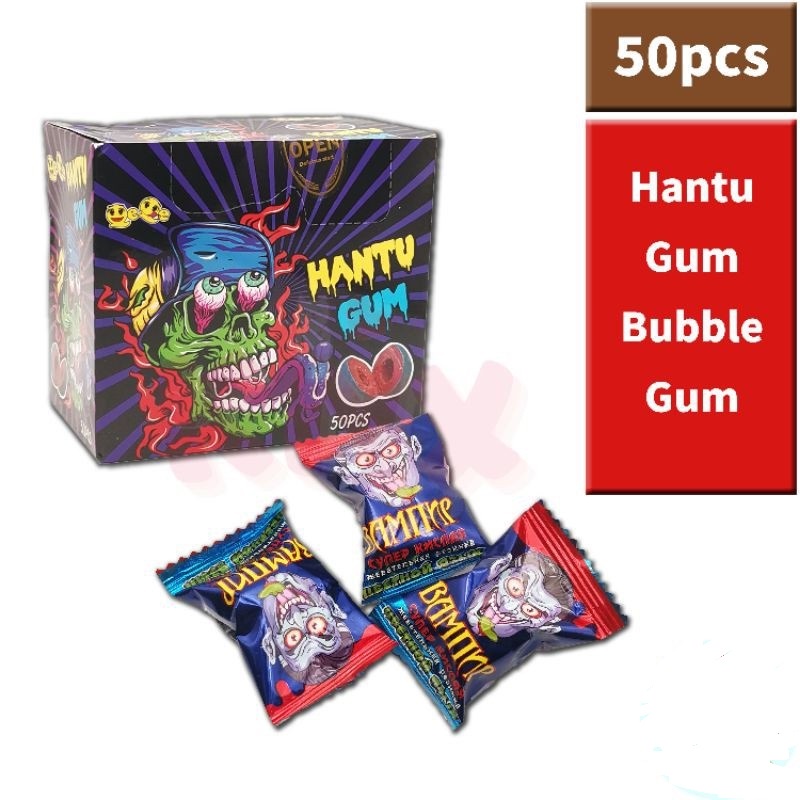 50 Pcs Hantu Gum Chewing Gum Bubble Gum Halloween HALAL (LOCAL READY ...