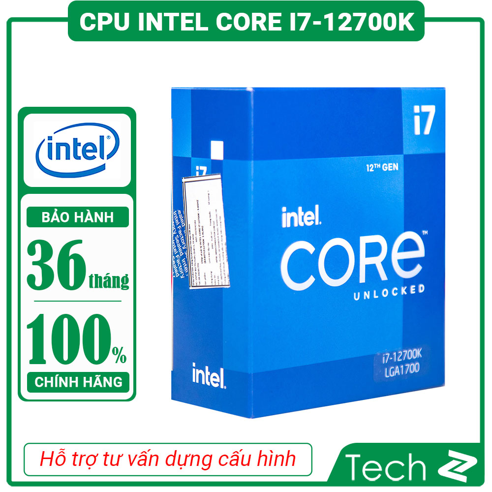Bộ vi xử lý cpu intel core i7-12700kf 3.8ghz turbo up to 5.0ghz, 12 nhân