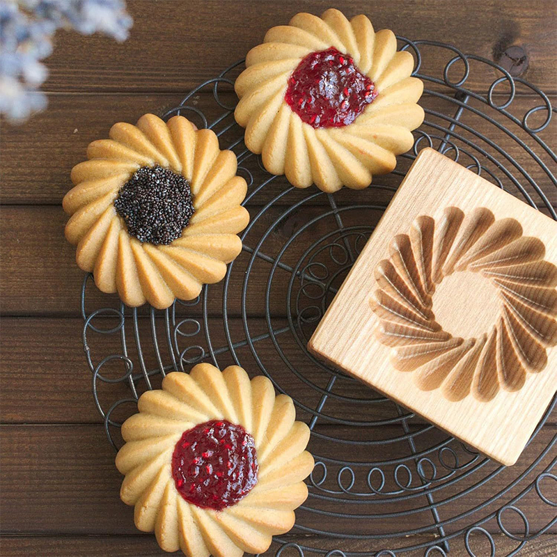 Sandwich Jam 3D Wooden Cookie Mold Biscuit Stamp Embossing Tool Hand ...