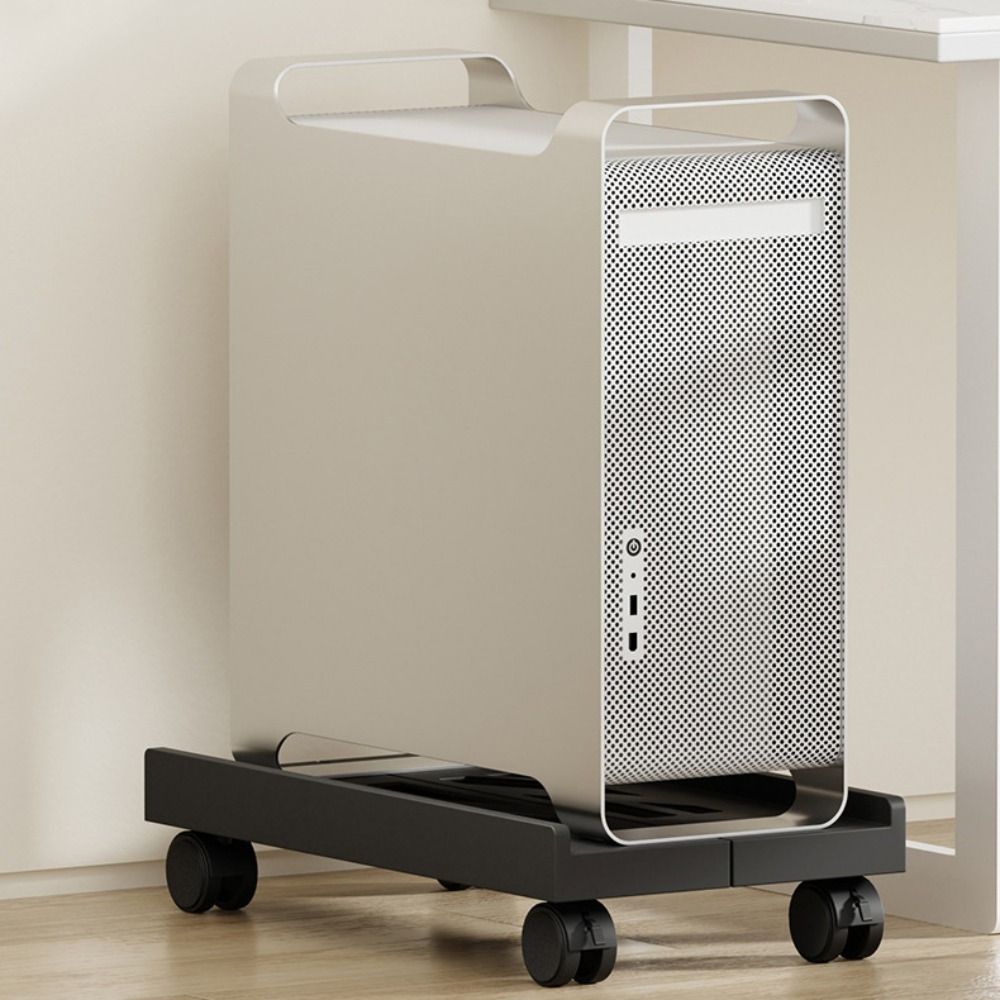 Space Saving Telescopic Computer Host Bracket Castor Wheels Ventilated ...
