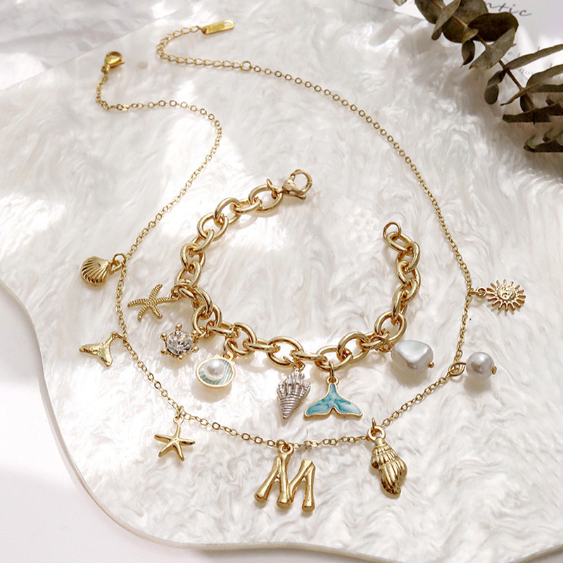 Boho Summer Shell Letter Pendant Initial Charm Necklace Seashell Beach ...