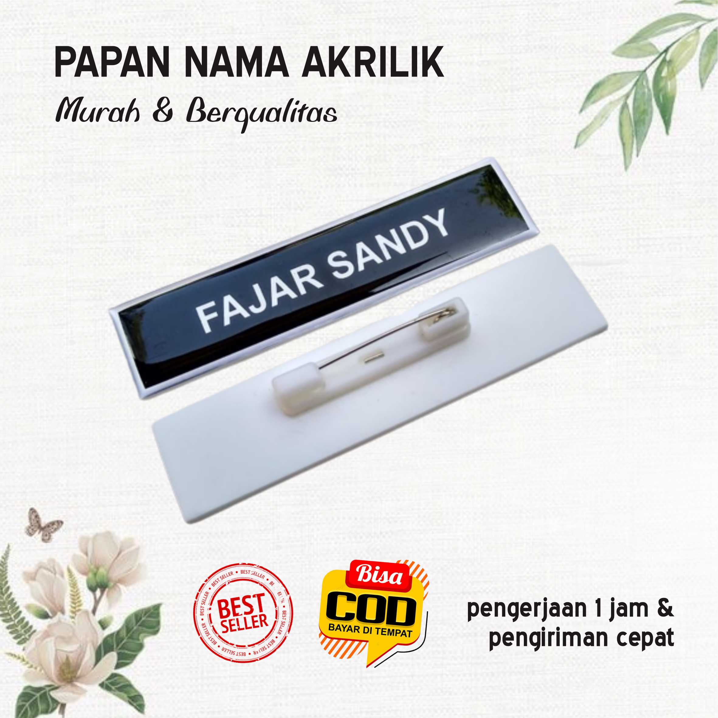PAPAN NAMA AKRILIK MENGGUNAKAN PENITIK / NAME TAG / PIN / PIN NAMA ...