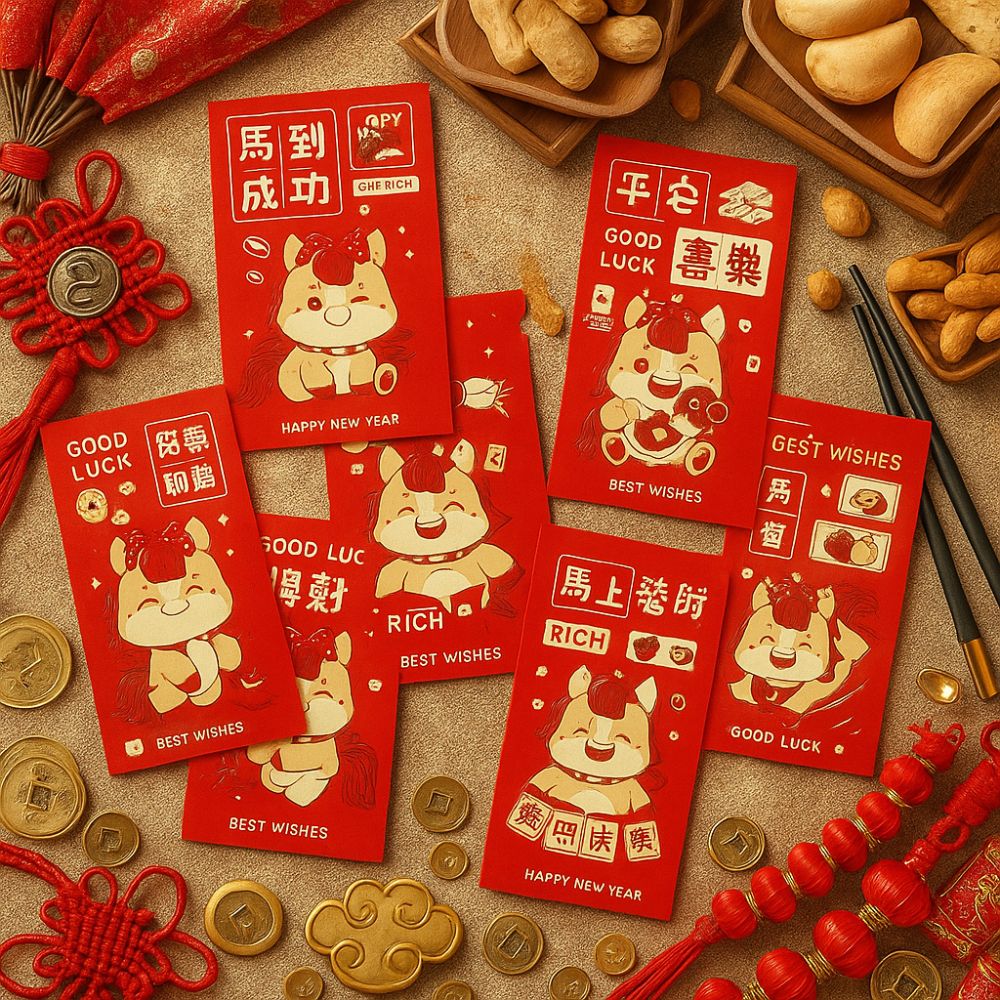 6pcs Gift Envelope Stamping 2026 New Year Red Envelope Paper ...