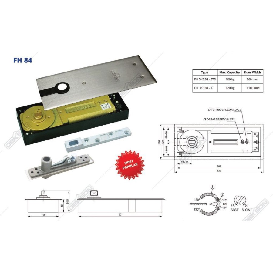 Floor Hinge Dekkson FH 84 Floor Spring Complete Set Dekson | Lazada ...