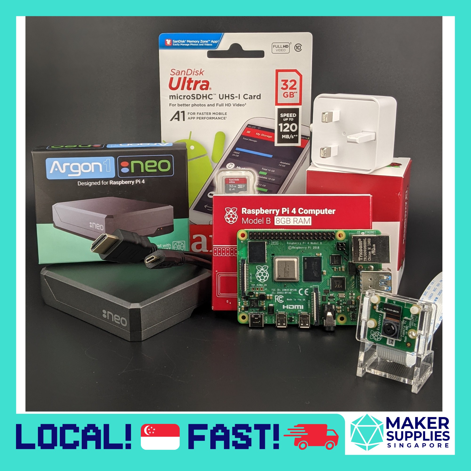 Raspberry Pi 4 Bundle with Argon NEO Case 4GB RPi Metal Aluminium ...