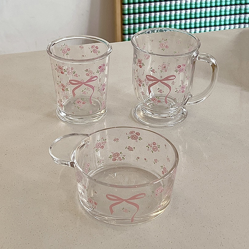 Original French Rose Glass Cup, Bow Knot, Fragmented Flowers Cold ...
