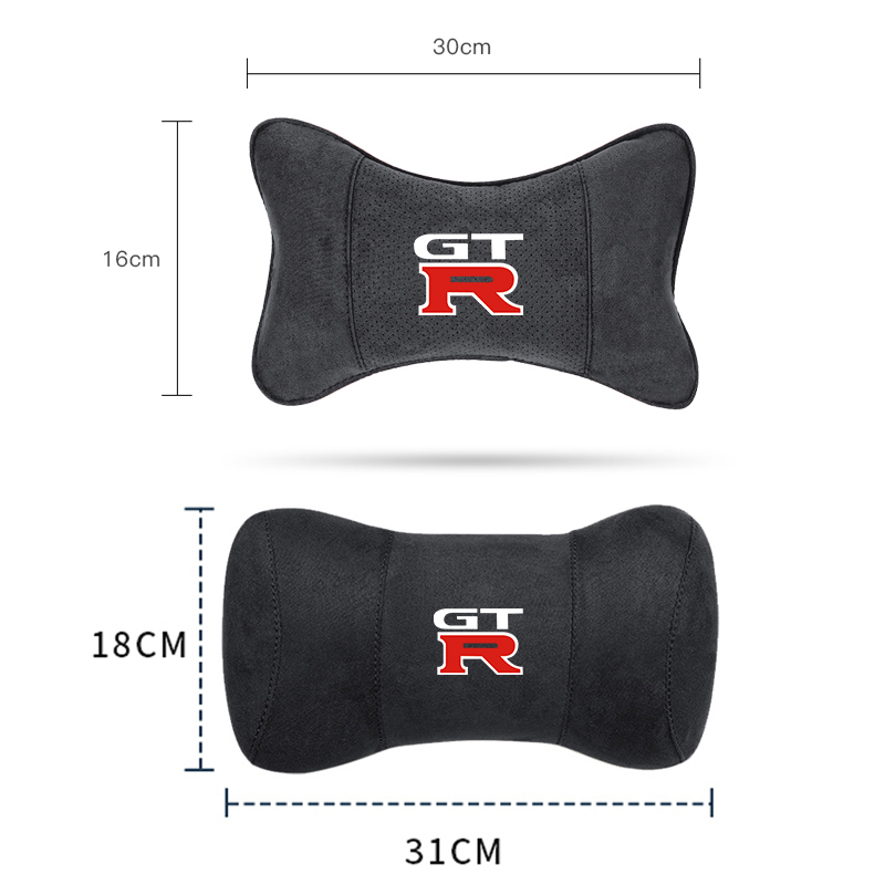 Suede Headrest Car Breathable Memory Foam Neck Pillow For Nissan GTR ...