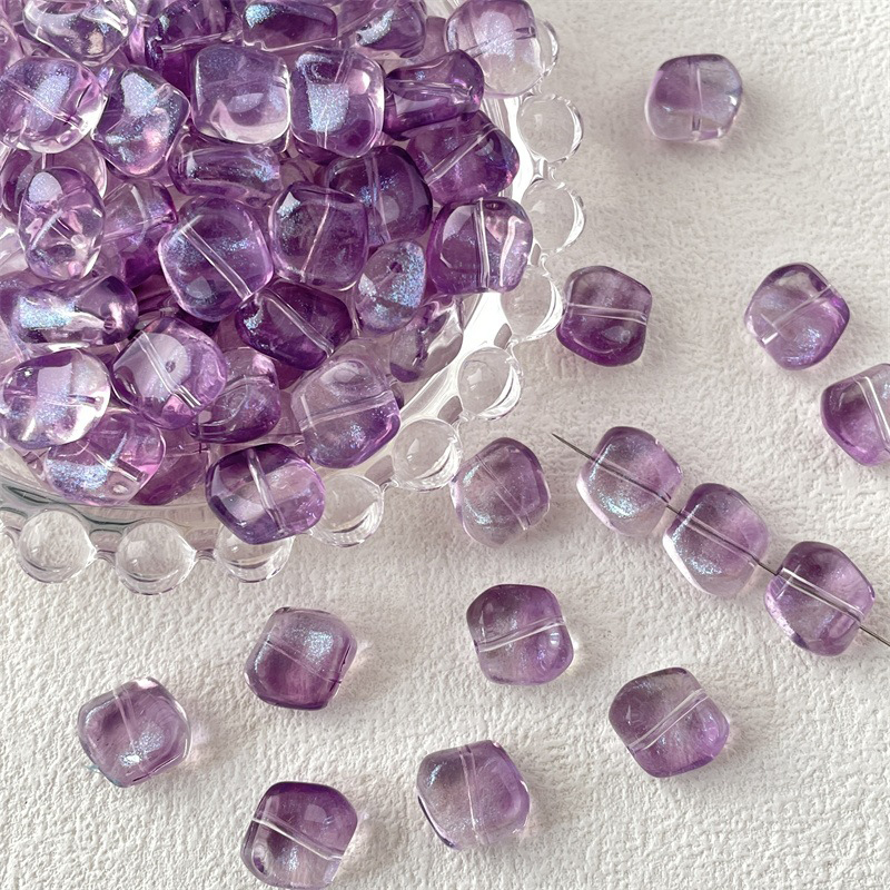 20Pcs Irregular Square Shape Crystal Glass Loose Beads Charms For ...