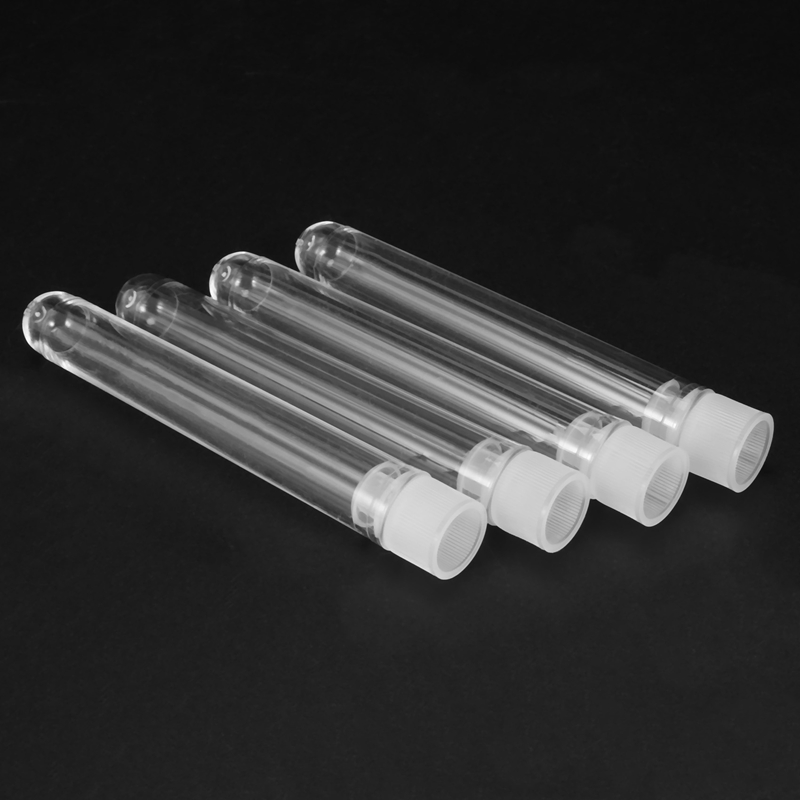 100Pcs Clear Plastic Test Tubes with White Screw Caps Sample Containers ...