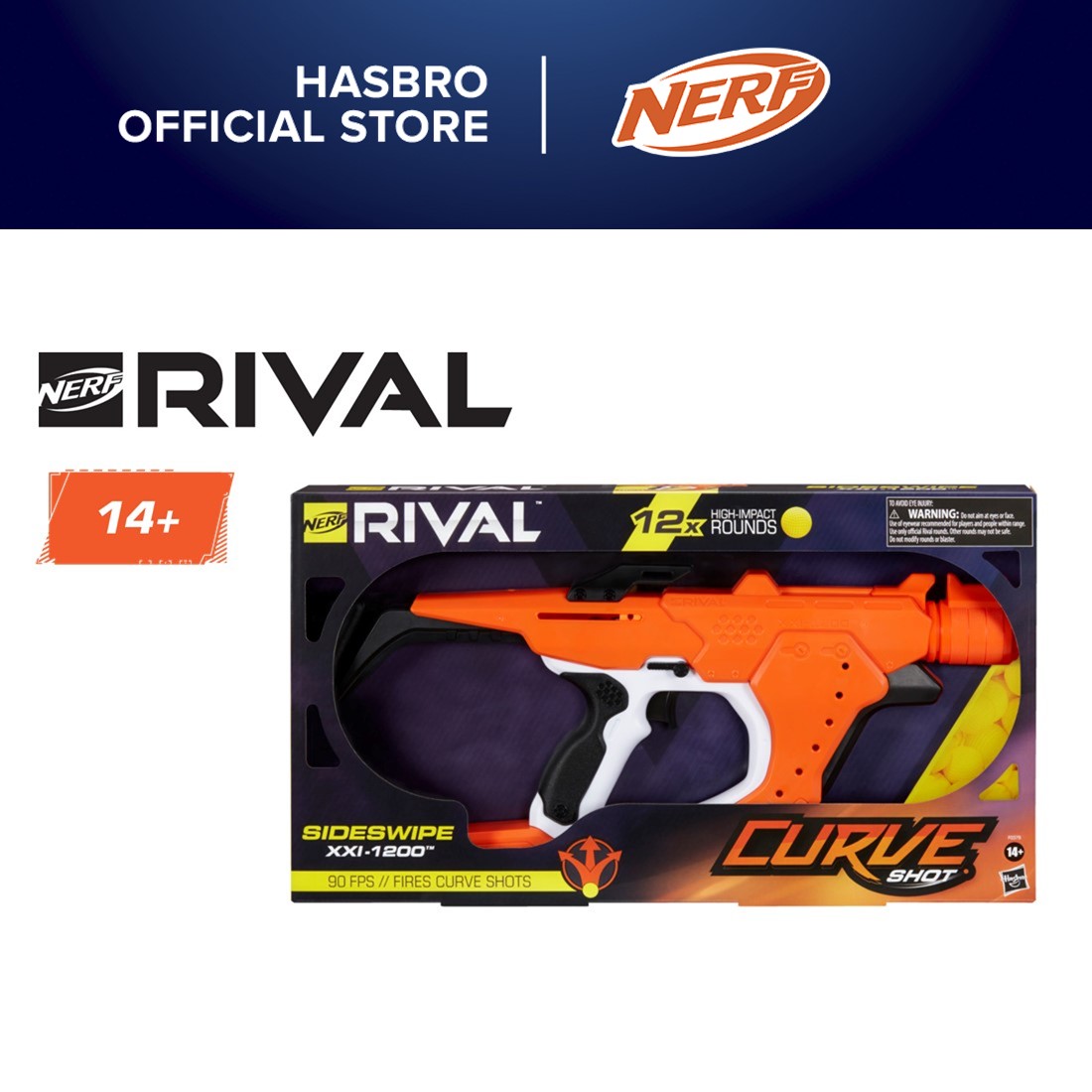 Nerf Rival Curve Shot Sideswipe XXI-1200 Blaster – Fire Curve Shots ...
