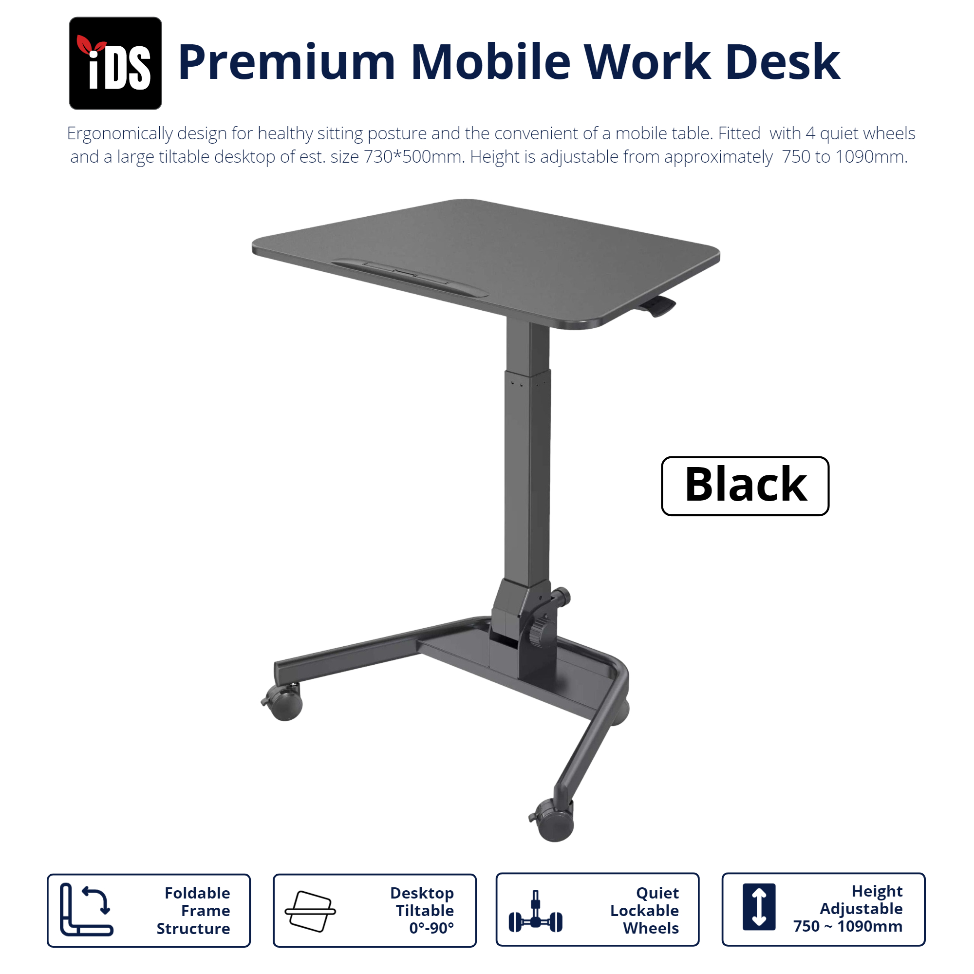 [iDS] Ergonomic Folding Table Foldable Desk Height Adjustable Tilting ...