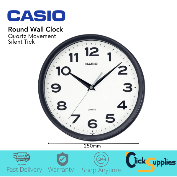 Casio Wall Clock White with Black Bezel Quartz Movement For Rooms ...