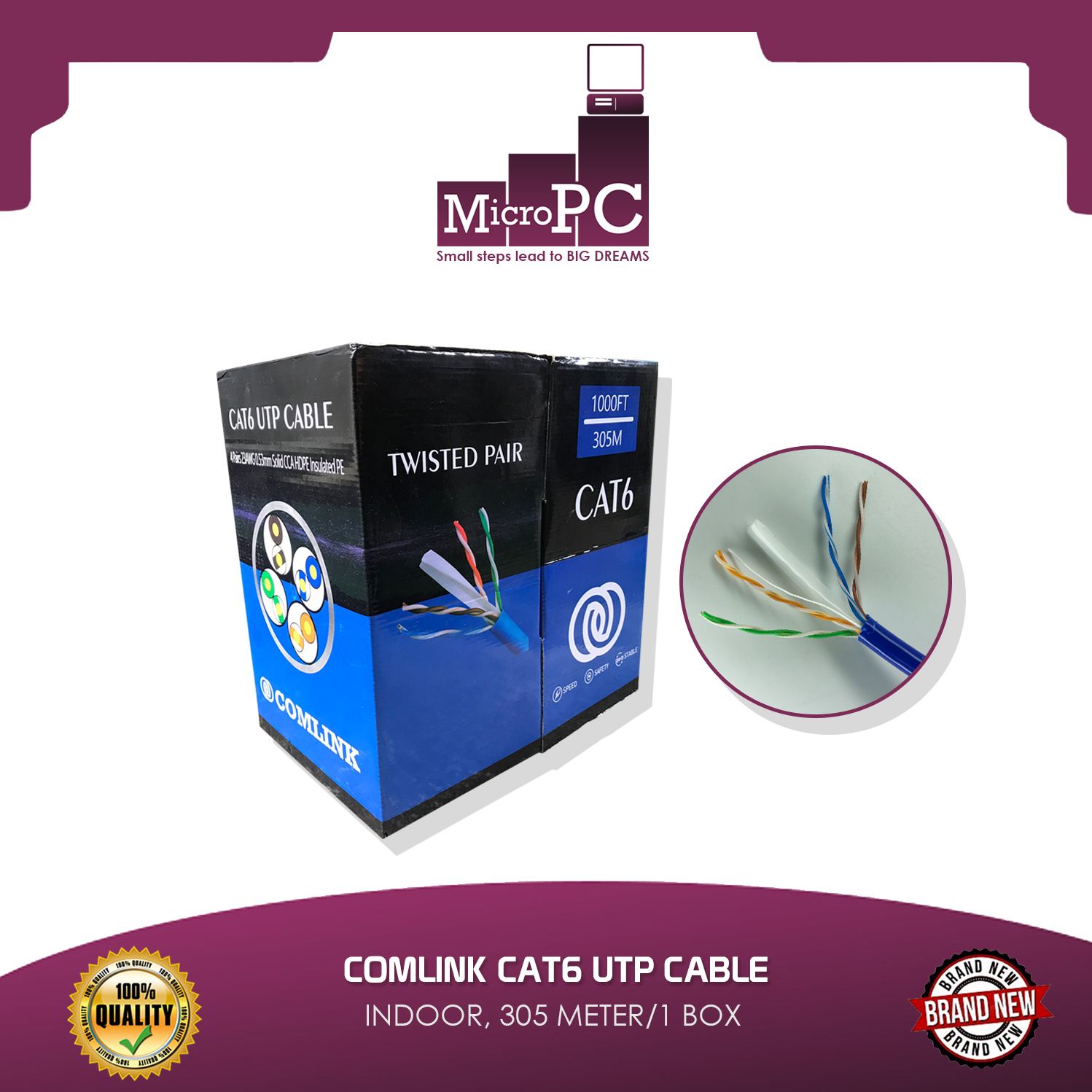 COMLINK CAT6 UTP CABLE, INDOOR, 305 METER/1 BOX | Lazada PH