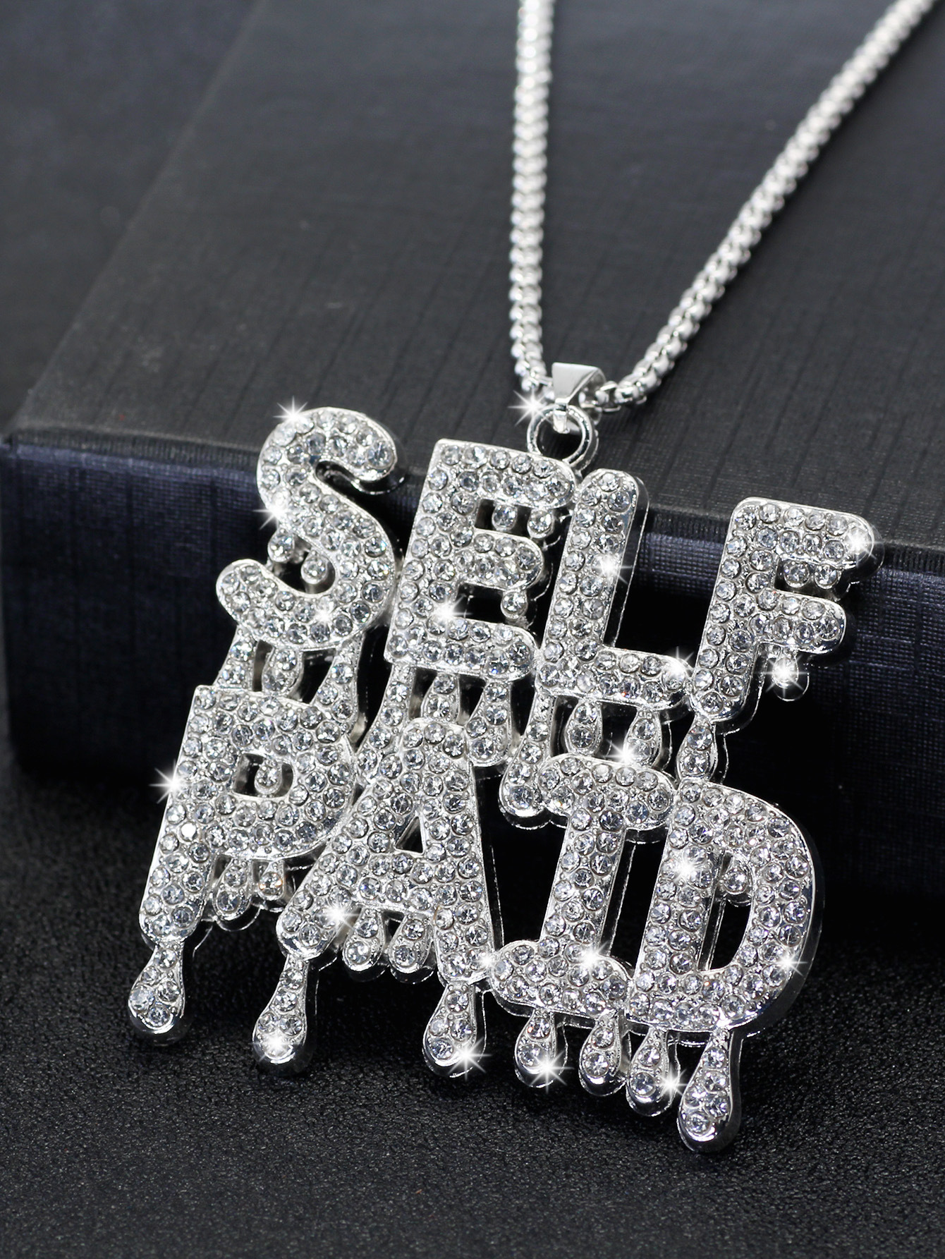 【I was hyped up】Personalized Full Diamond Necklace SELF PAID Letters ...