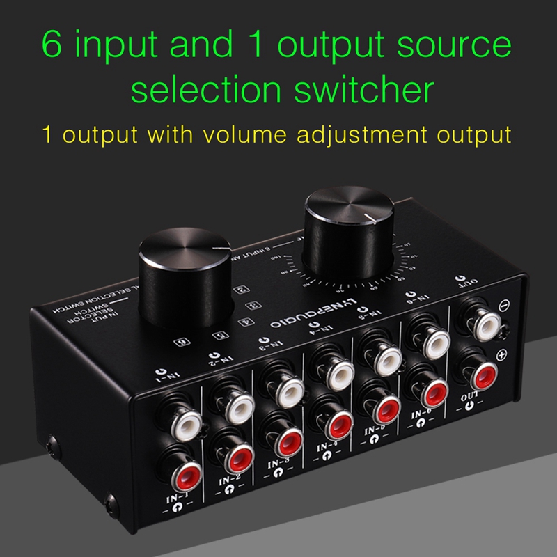 6 Input 1 Output Switcher Audio Source Selection Switcher RCA Audio ...