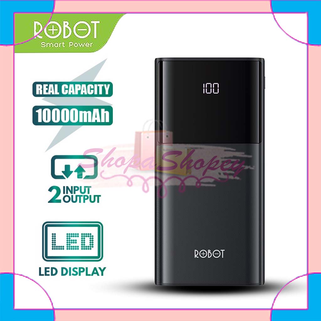 PowerBank 10000mah ROBOT RT190S 2A Dual Input and Output Real Capacity ...