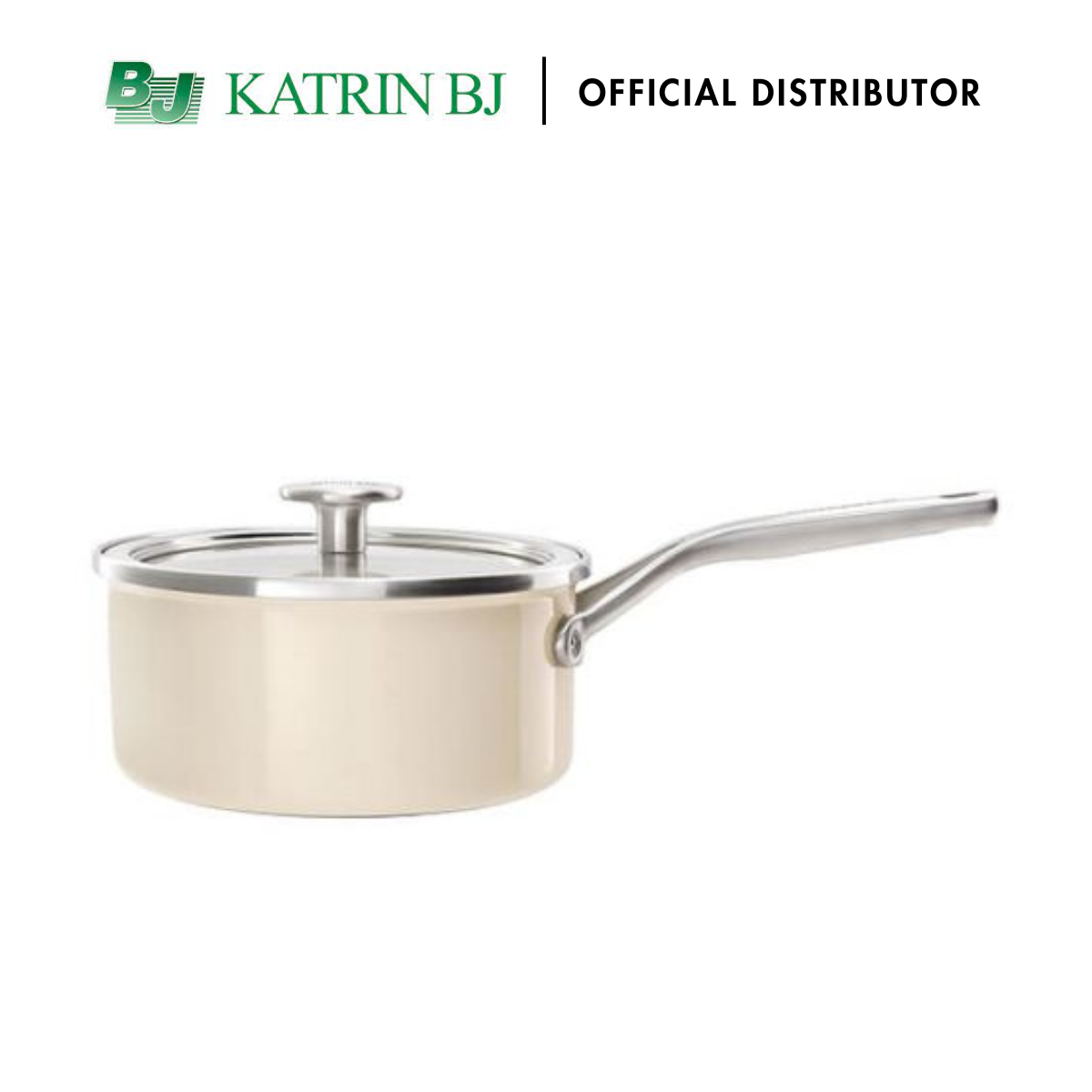 KitchenAid Steel Core Enamel Almond Cream 18cm Saucepan with Lid ...