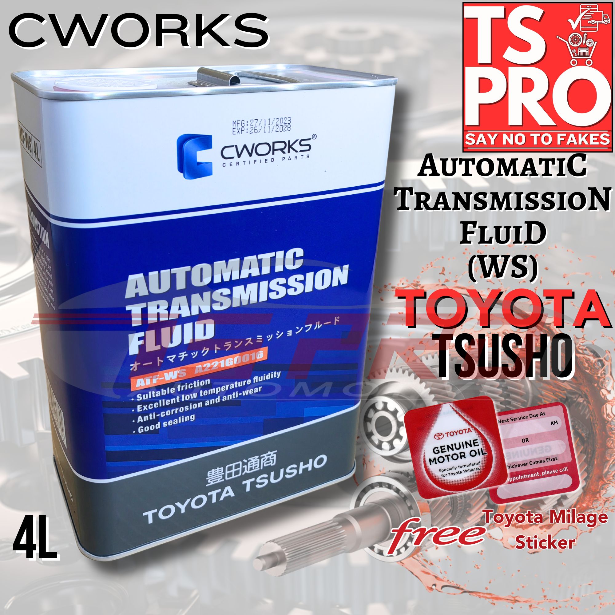 TOYOTA TSUSHO CWORKS Genuine Automatic Transmission Fluid ATF WS Minyak ...