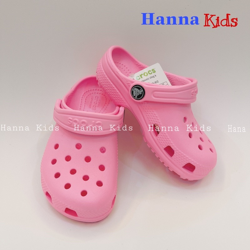 TẶNG 12 STICKER - Dép Cross cho bé gái HannaKids màu Hồng Sục Crocs ...