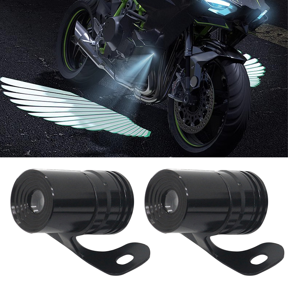 FG Pair Motorcycle LED Welcome Light Angel Wings Style Projection ...