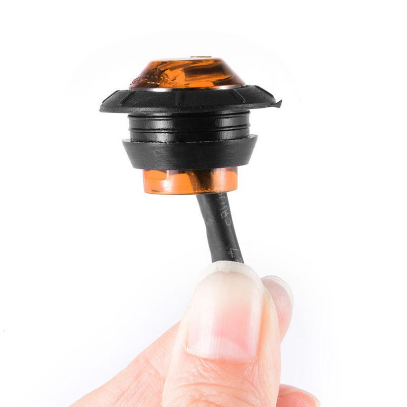 1X 3/4" Amber Yellow Small Round Side Marker lights 3LED Button Lamps ...