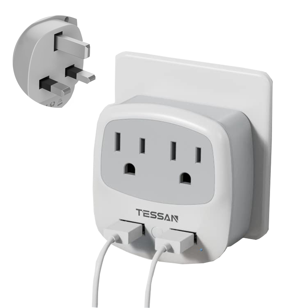 【Folio & Light】Tessan Type G Plug Us To Uk Travel Adapter With 2 Ac ...