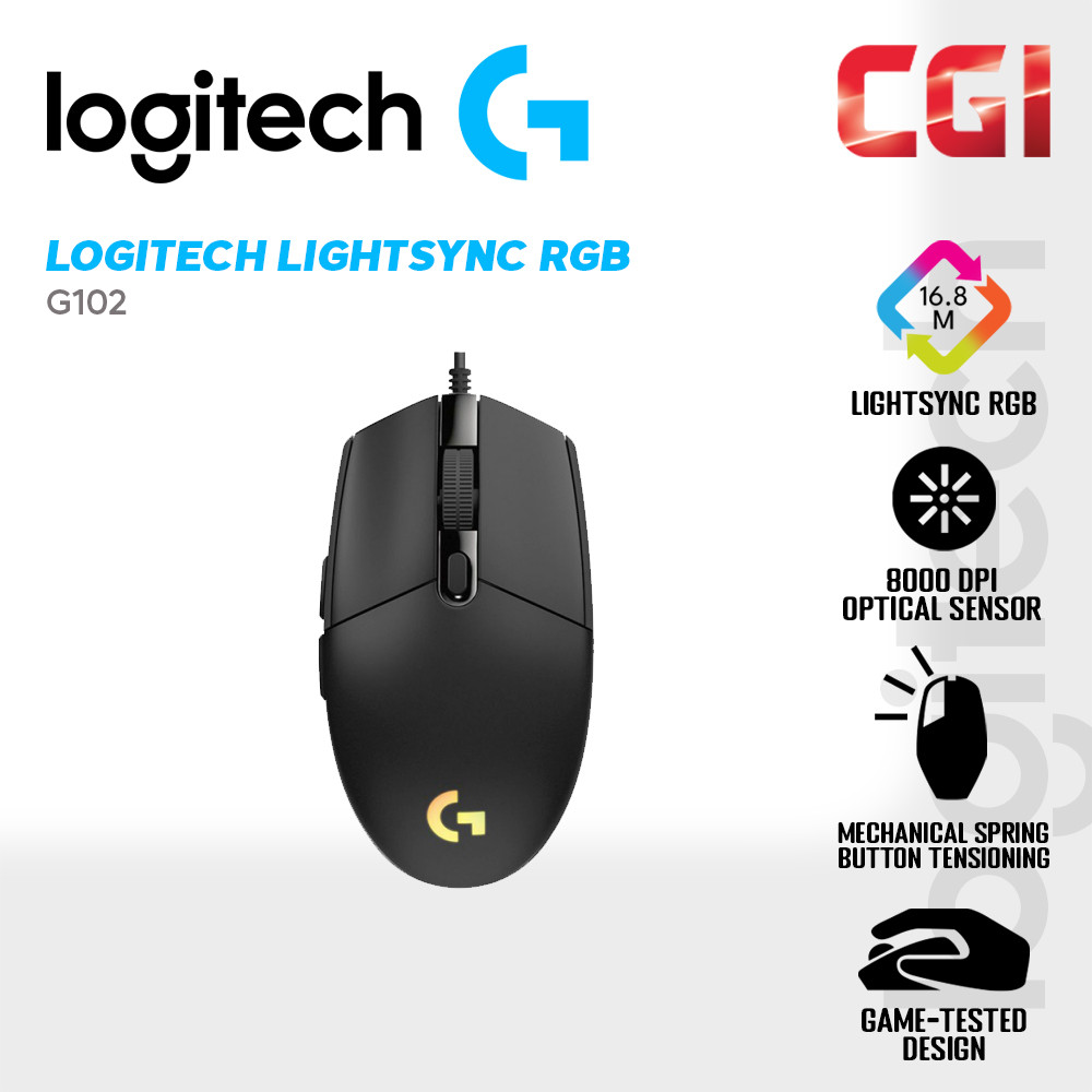 Logitech G102 Lightsync RGB 6 Button Wired Gaming Mouse - Black (910-005802) | Lazada