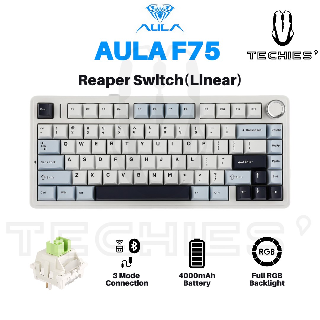 [READY STOCK] AULA F75 Mechanical Keyboard 75% 80 Key RGB Tri-Mode Wired Bluetooth 2.4G Gasket ...