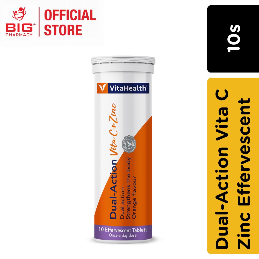 Vitahealth Dual-Action Vita C+ Zinc Effervescent Tablet 10s | Lazada
