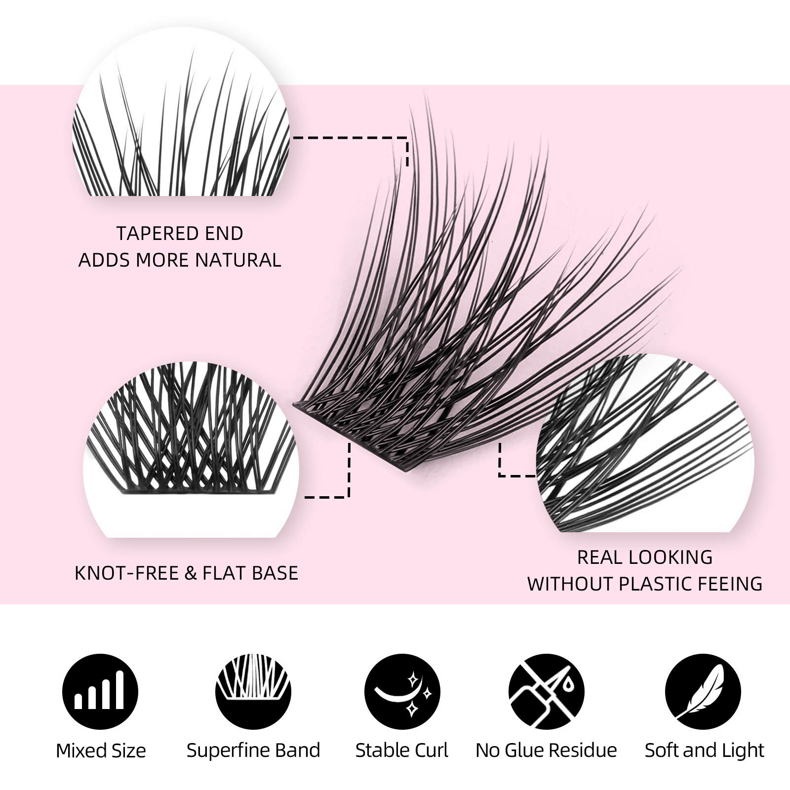 YUANZHIJIE DIY 120 PCS Cluster Lashes 3D Natural Bunch 8-16mm D Curl ...