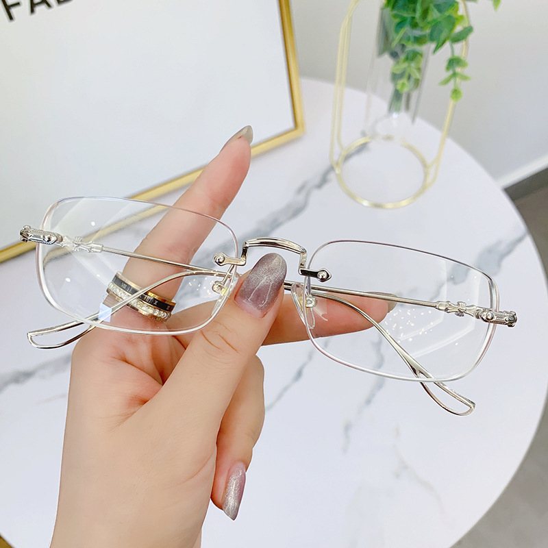 Luxury Frameless Reading Glasses Women Men Rimless Anti Blue Light ...