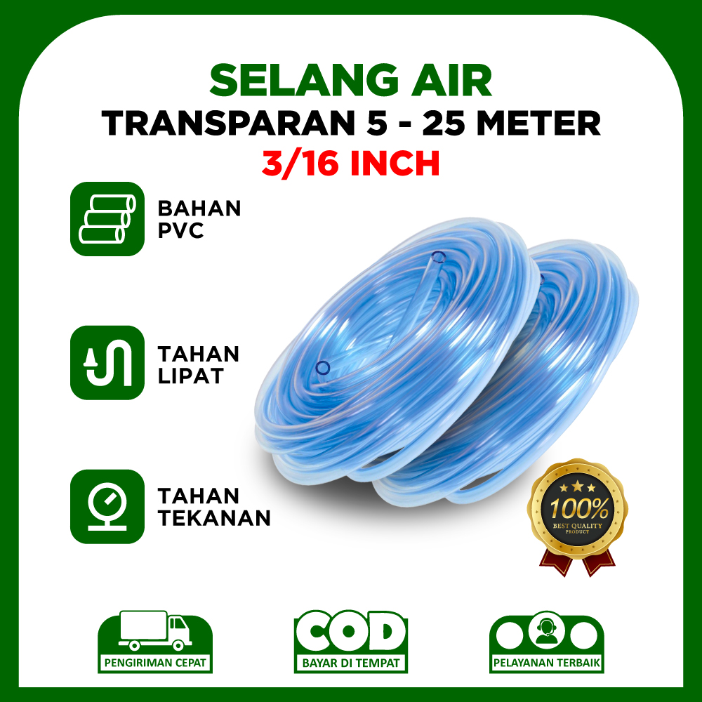 Selang Air Transparan Aerator dengan ukuran 3/16 INCH (5 - 25 Meter ...