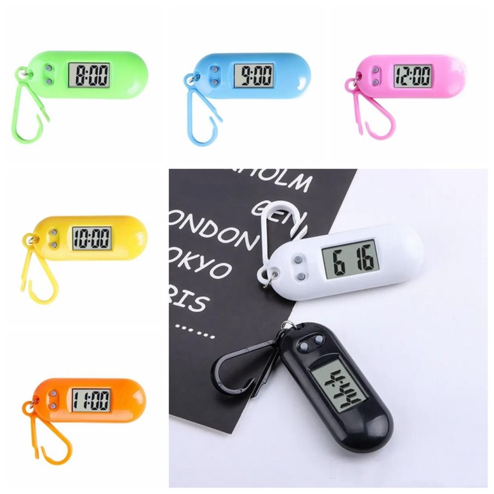 Study Pocket Watch Key Display Digital Electronic Clock Keychain Oval ...