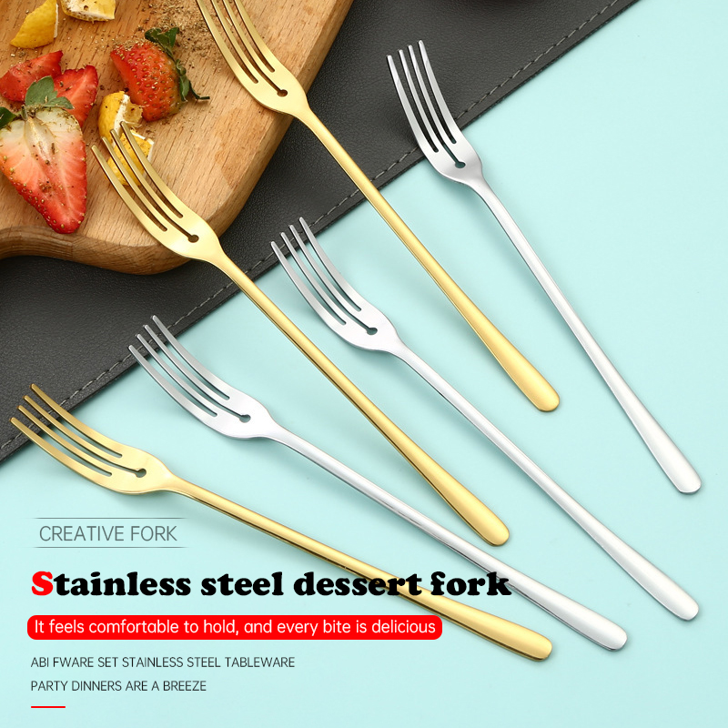 Stainless Steel Fruit Fork Dessert Fork Household Forks Cake Salad Long ...