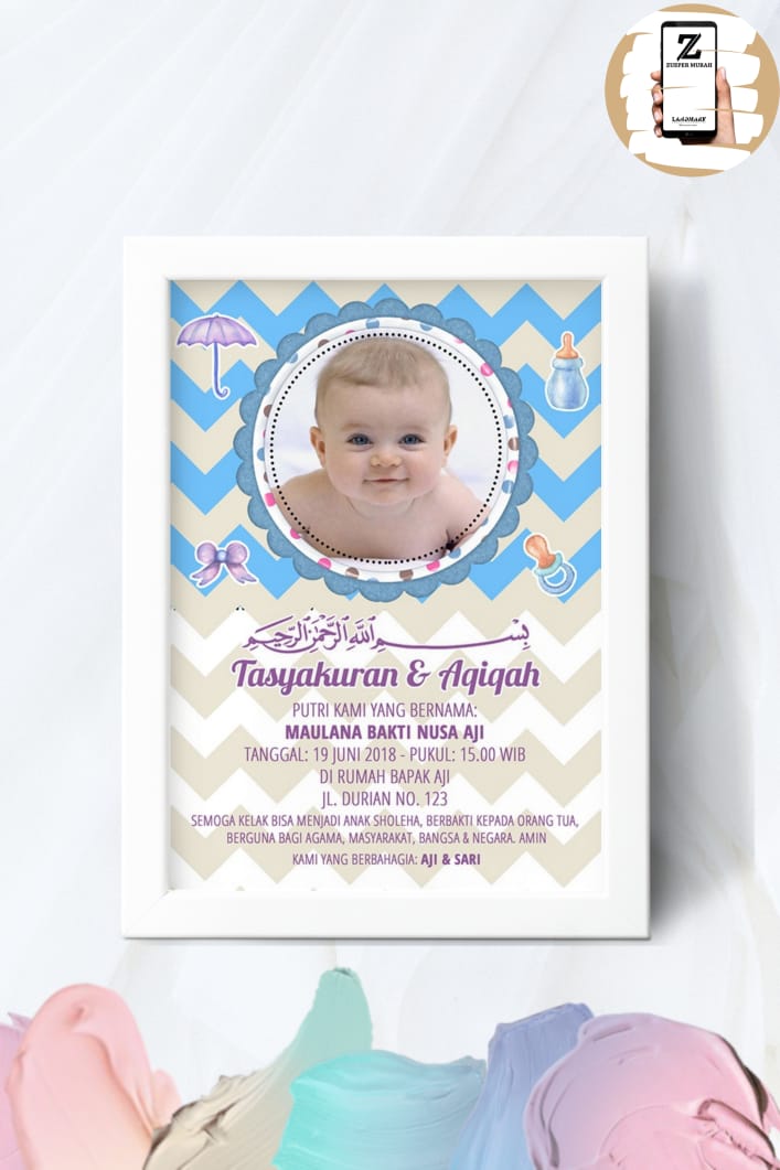 COD Cetak Piagam Sertifikat Aqiqah Anak uk 20x25 10r plus Bingkai Putih ...