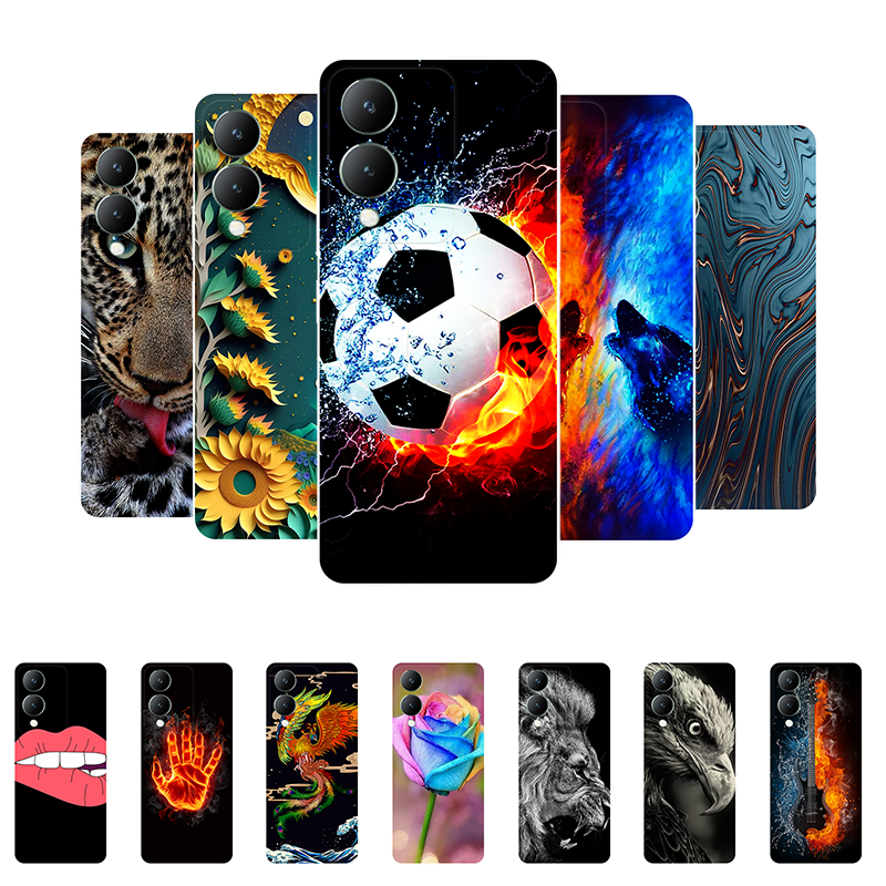 Carry meed Fashion For Vivo Y17S Case Football Soft Silicone Back Cases ...