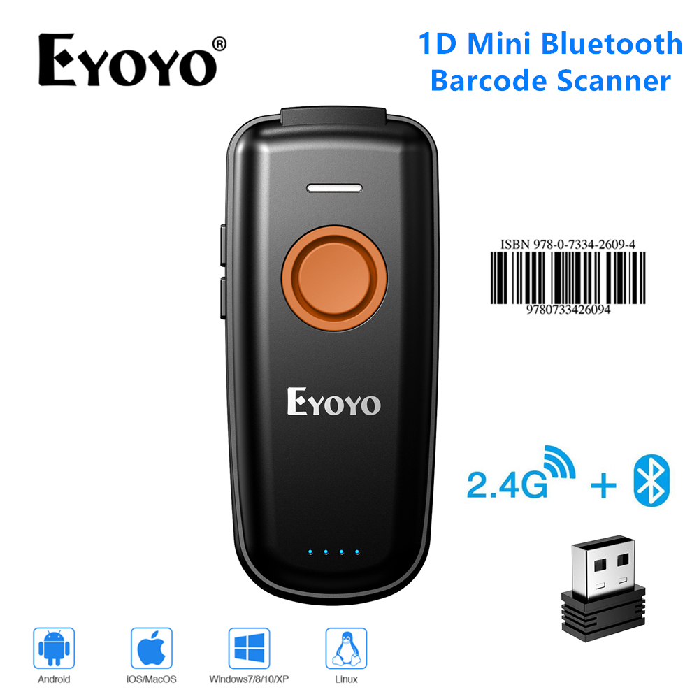 Eyoyo 1D Mini Bluetooth Barcode Scanner Wireless With Power On/Off ...