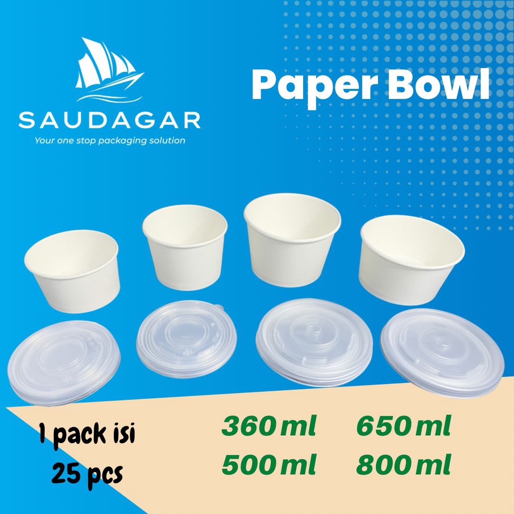 Paper Rice Bowl / Mangkok Kertas 360 ml / 500 ml / 650 ml / 800 ml ...