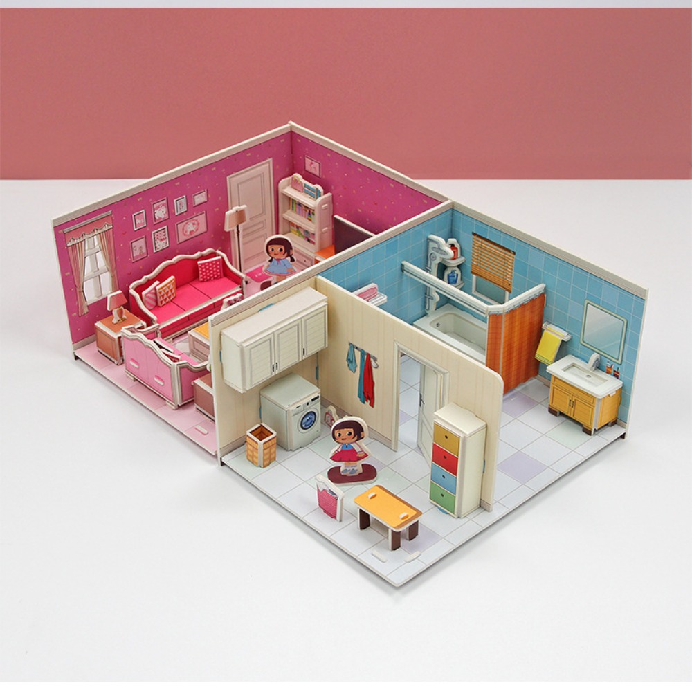 Building Kit Paper 3D Paper Puzzle Room Educational Bathroom Boys Girls ...