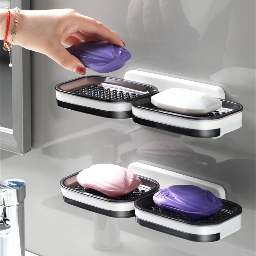 Double Drawer Style Soap Holder Wall Mounted Soap Box Soap Drain Box ...