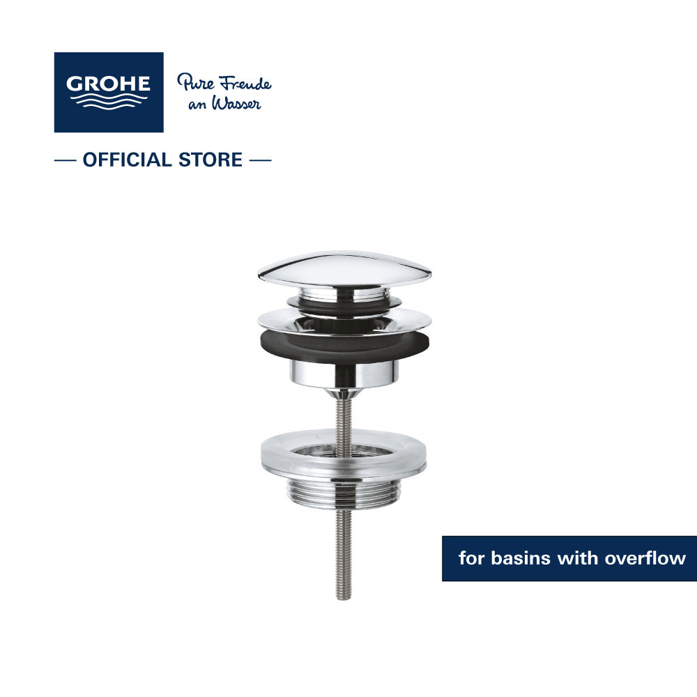 GROHE Waste set with push-open plug (for basins with overflow) | Lazada ...