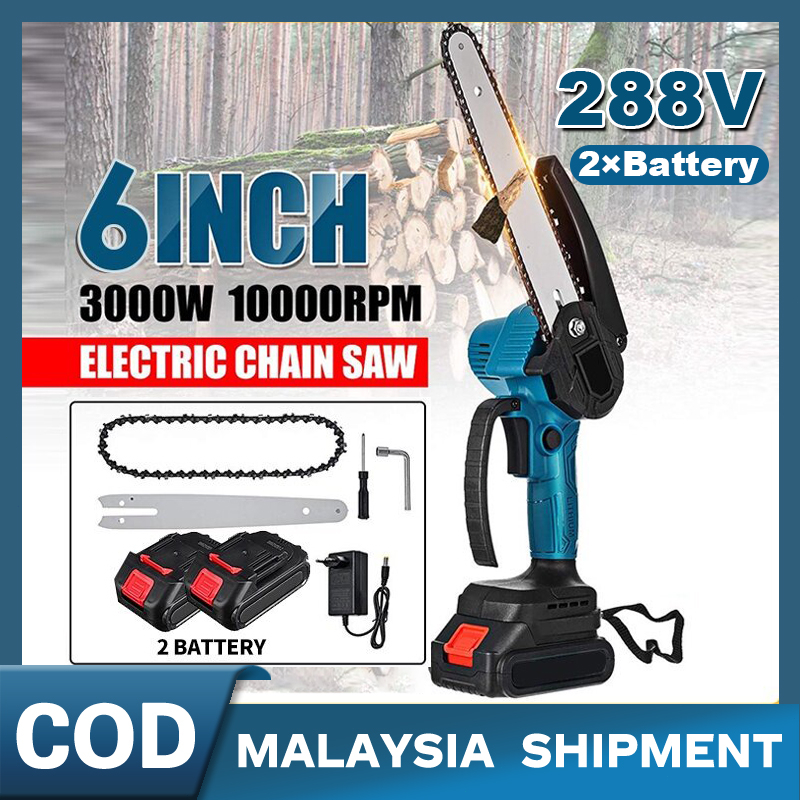 Gergaji elektrik pokok electric chainsaw long handle Cordless Battery ...