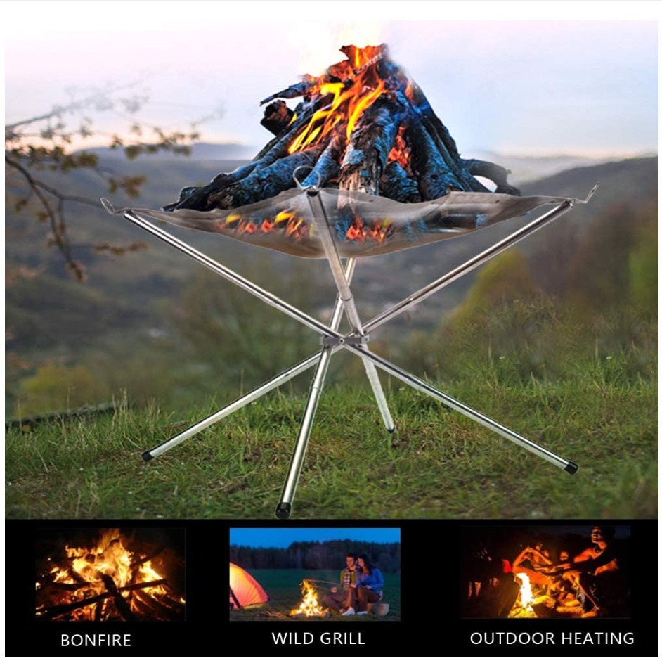 EcoChamp Portable Fire Pit Camp Fire pit Stainless Steel Mesh Foldable ...