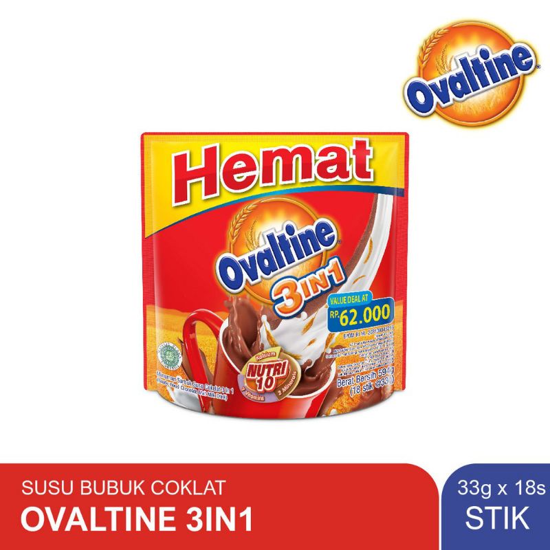 Ovaltine 3in1 Susu Bubuk Coklat Stik 18 sachet - Ovaltine 3 in 1 Stick ...
