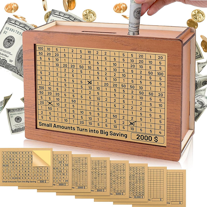 1000/2000/3000/5000/10000 Euro Dollar Money Box Piggy Bank Wood Money ...