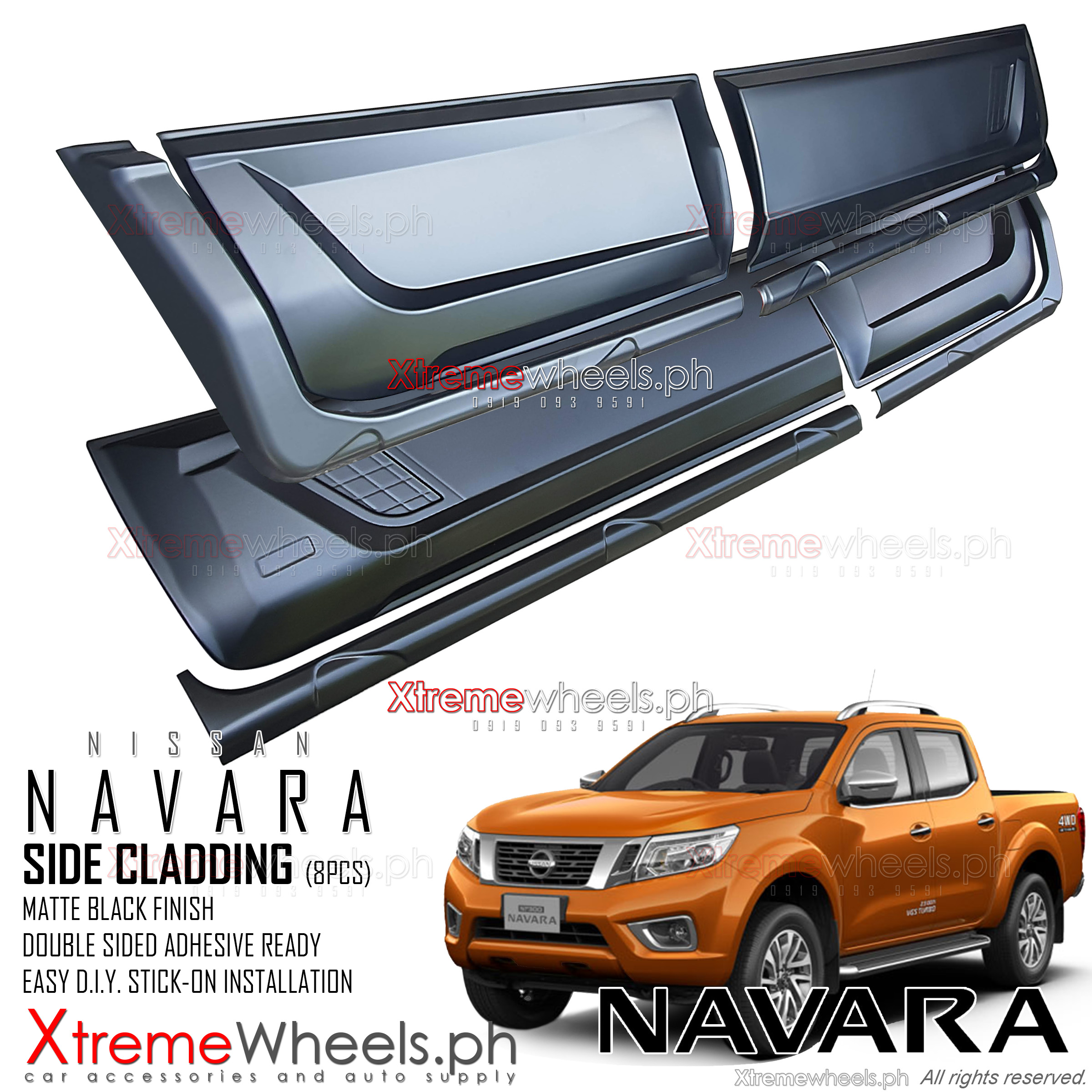 Nissan Navara VL VE EL NP300 2015-2020 8inch width Wide Side Moulding ...