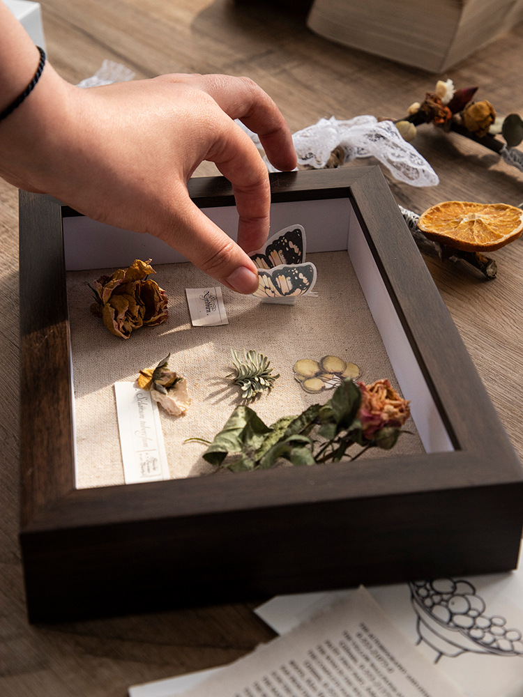 Transparent Glass Wooden Shadow Box Photo Floating Frame Picture Frame ...