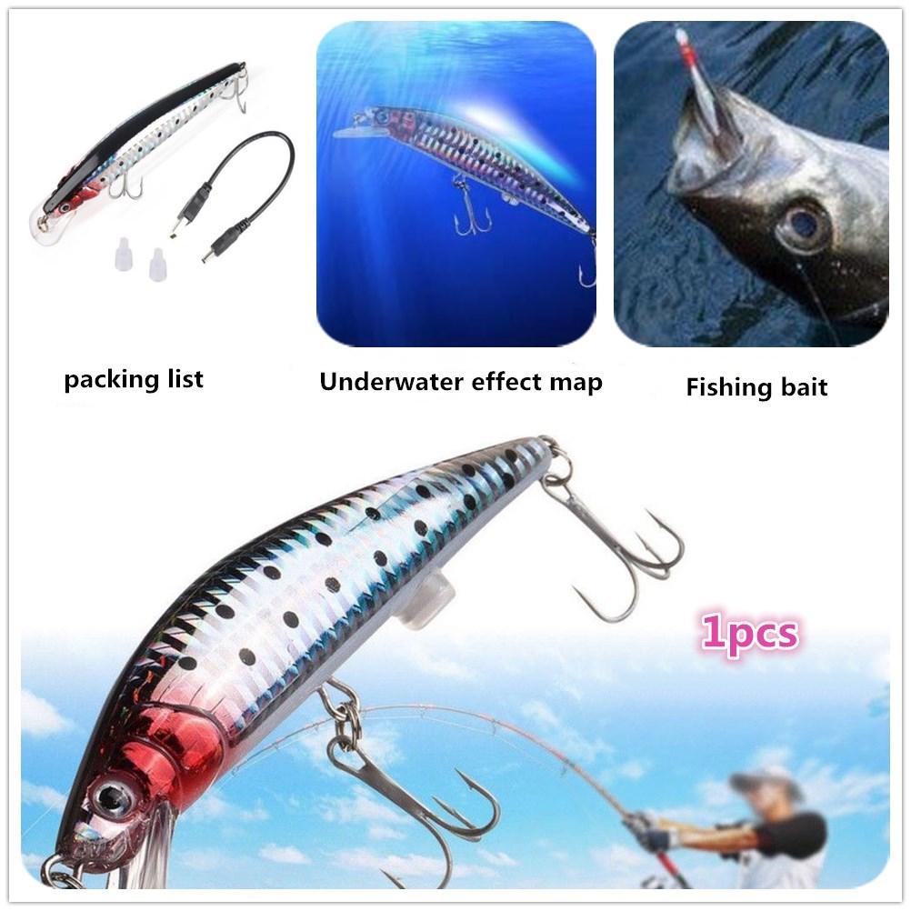 USB Rechargeable Vibrate Fishing Flash LED Fishing Baits Type:colorful ...