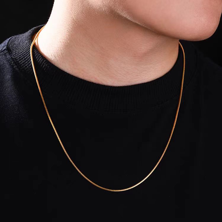 Vacuum plating gold round snake chain stainless steel snake bone chain ...